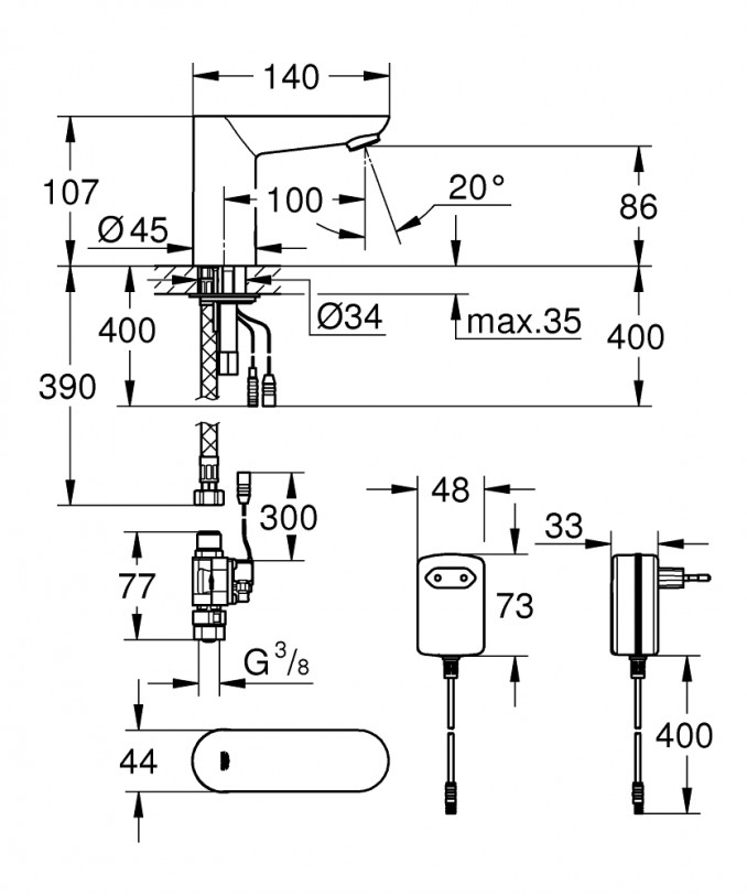 Baterija senzorska GROHE EUROECO COSMOPOLITAN E 36269000 - Aqua Casa